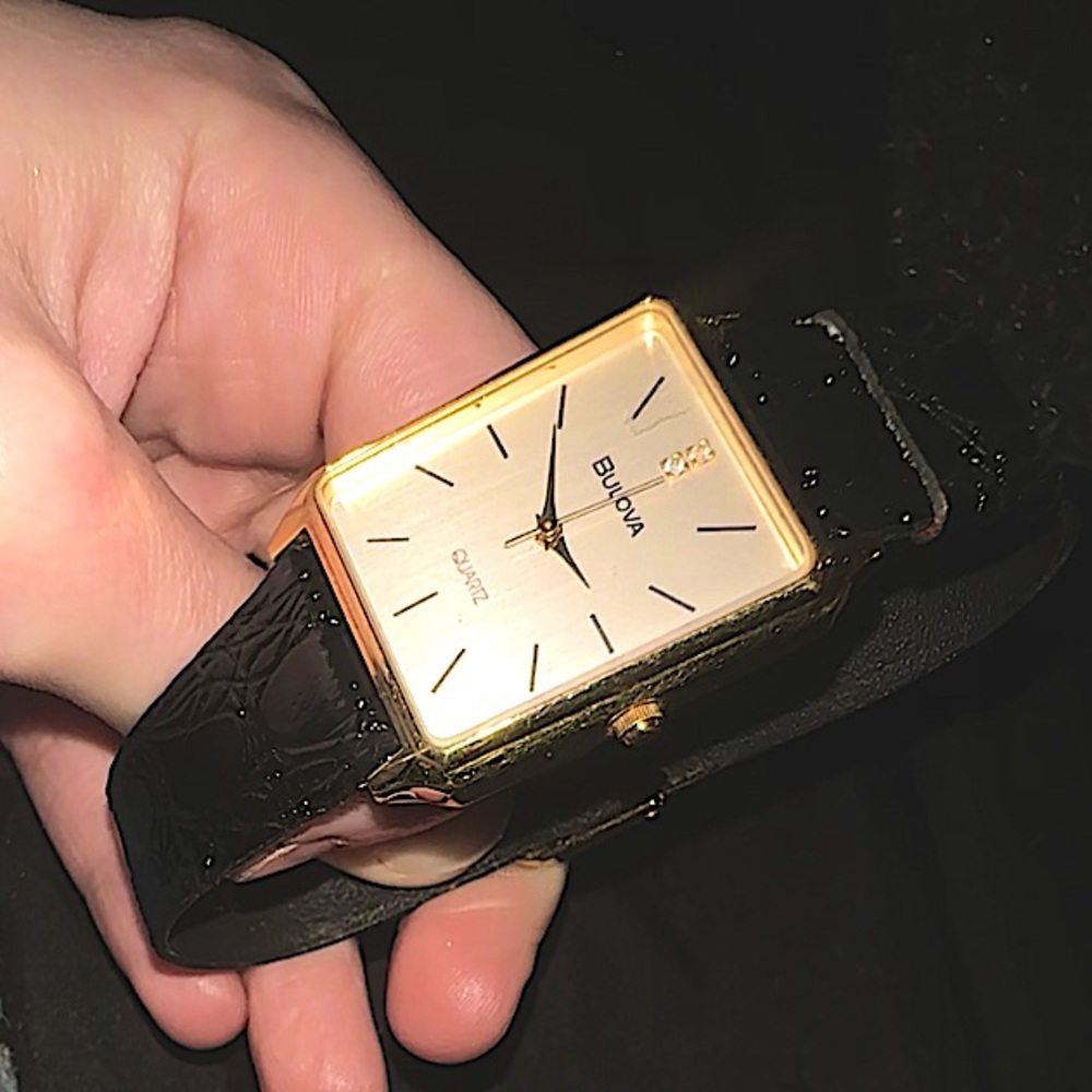 Bulova Quartz Vintage Watch Gold Frame With Stainless… - Gem